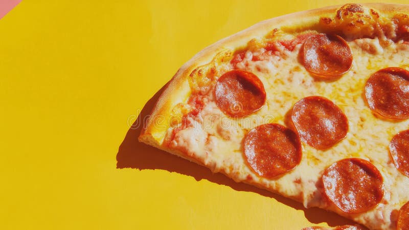 Delicious Pepperoni Pizza Slice on Vibrant Yellow Background for ...