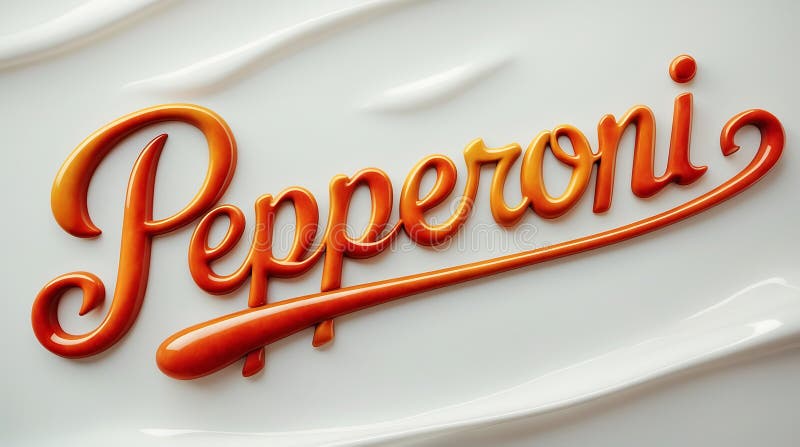 Delicious Pepperoni Typography Design Displayed on a Smooth Surface ...