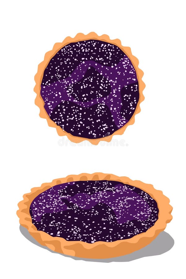 Delicious Pie with Blueberry Jam Top View Side View Stock Illustration ...