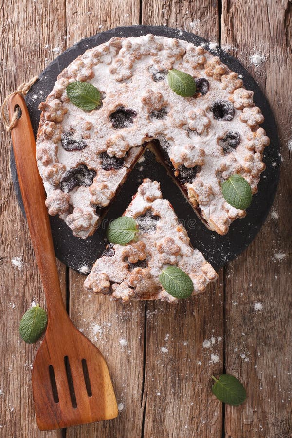 Delicious Pie Pastry with Plum Jam Closeup. Vertical Top View Stock ...