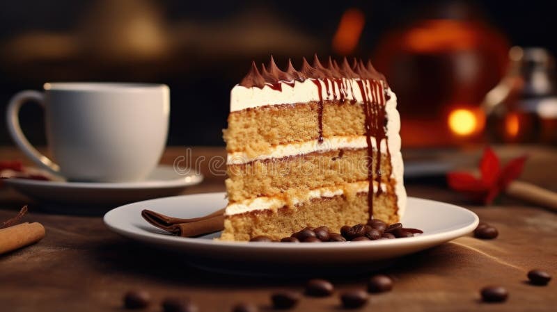 A Delicious Piece of Cake Served with a Cup of Coffee. Perfect for Cafe ...