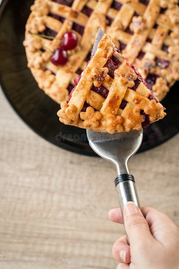 Delicious piece cherry pie stock photo. Image of dessert - 281327642