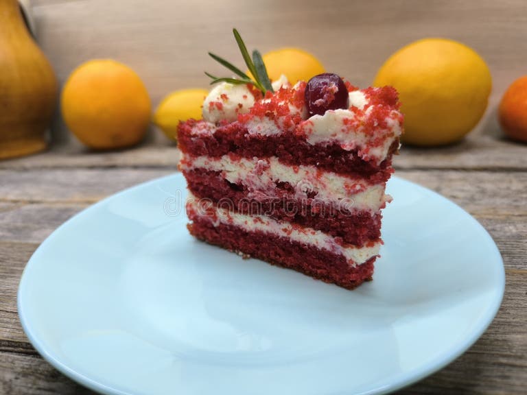 Delicious Piece of Sponge Cake on a Plate Stock Photo - Image of slice ...