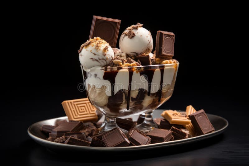 Delicious Pieces Chocolate Float. Generate Ai Stock Illustration ...