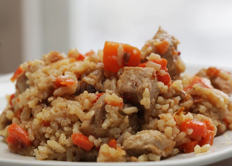 A Delicious Pilaf with Meat Stock Photo - Image of breast, carrots ...