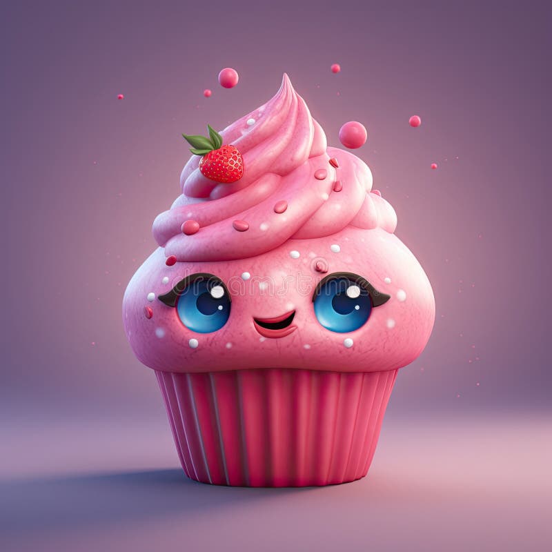 Delicious Pink Cupcake on a Colorful Background. Generative AI Stock ...