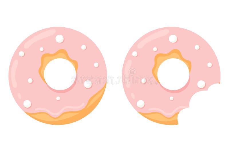 Delicious Pink Donut. Vector Illustration in Cartoon Style. Donut in ... Delicious Pink Donut. Vector Illustration in Cartoon Style. Donut in ...