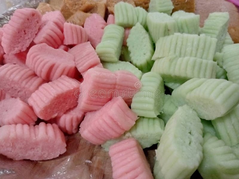 Delicious Pink and Green Food Made from Processed Cassava Stock Image ...
