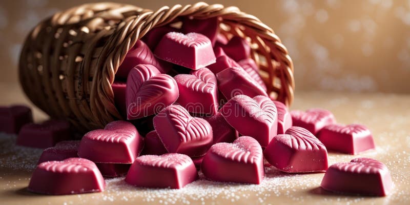Delicious Pink Ruby Chocolate Pieces Heart Shapes Chunks Close Up ...
