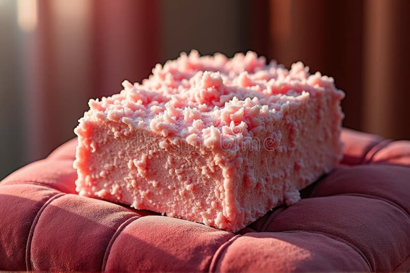 Delicious Pink Sponge Cake with Creamy Texture on Cushion Surface Stock ...