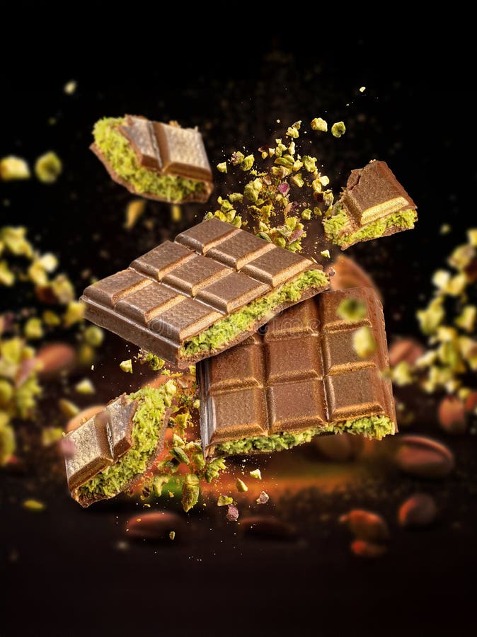 Delicious Dark Chocolate Bar Exploding Black Background Stock Photos ...