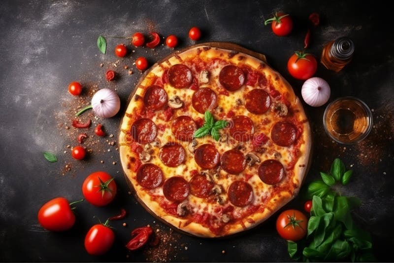Delicious Pizza Background Design with Empty Space Stock Illustration ...