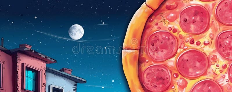 Delicious Pizza Background Design with Empty Space Stock Illustration ...
