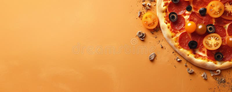 Delicious Pizza Background Design with Empty Space Stock Illustration ...