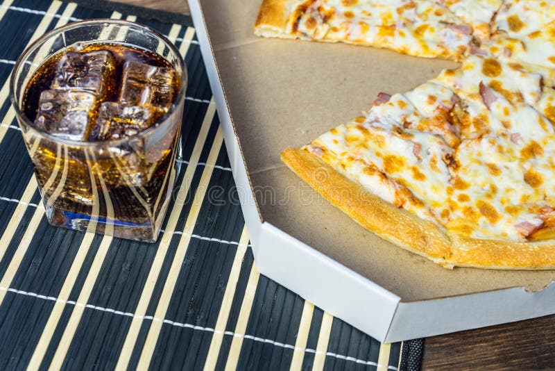 Fresh Pizza And Cold Cola Drink Stock Image - Image of cheese, crust ...