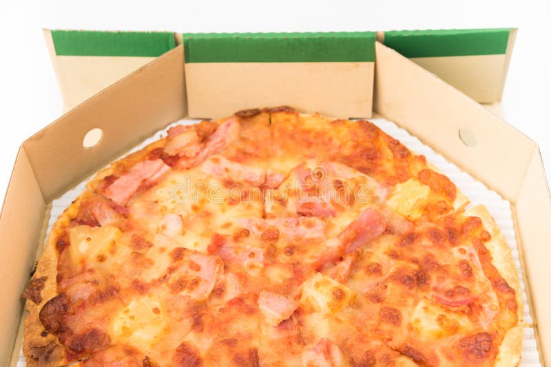 Delicious Pizza Inside Paper Box Package Stock Image - Image of ...