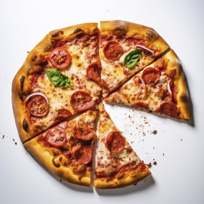 A Delicious Pizza Missing a Slice Stock Photo - Illustration of gourmet ...