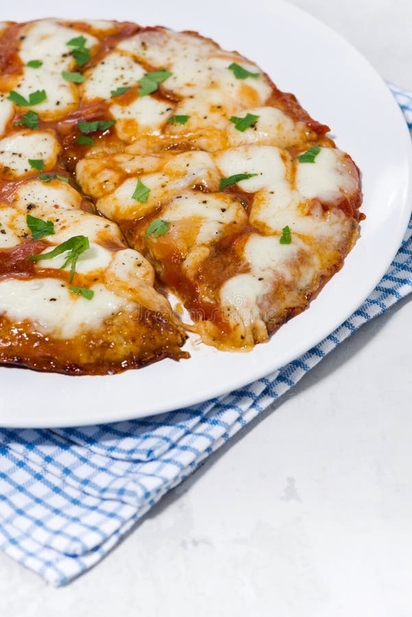Delicious Pizza with Mozzarella, Vertical Stock Image - Image of dinner ...