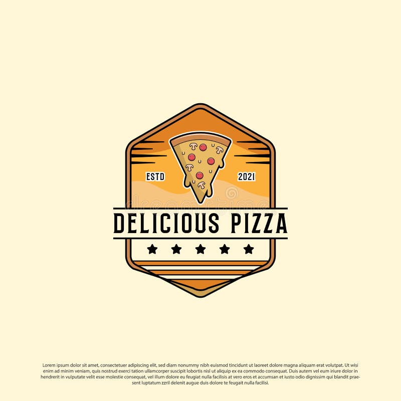 Delicious Pizza Shop Logo Badge Design Illustrations Stock Vector ...