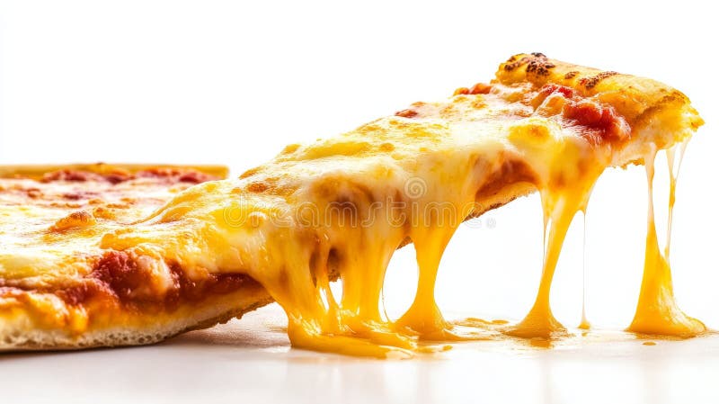 Gooey Cheese Pull from a Fresh Slice of Pizza with Thick Crust Stock Photo - Image of snack ...