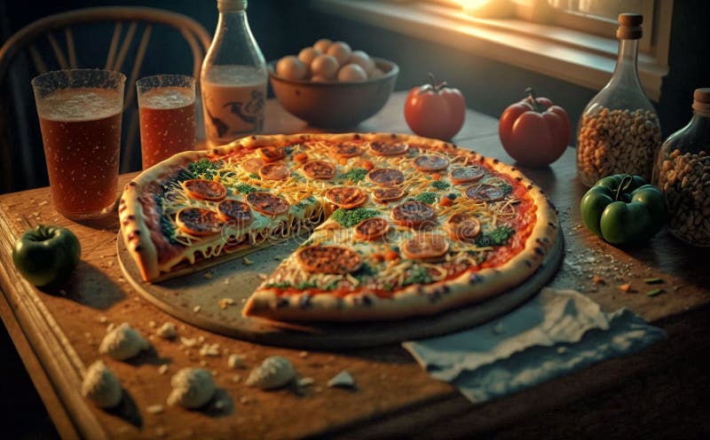 Delicious Pizza on the Table in a Restaurant, Italian Cuisine ...