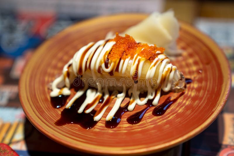 A Delicious Plate of Japanese Sushi Stock Image - Image of caviar ...