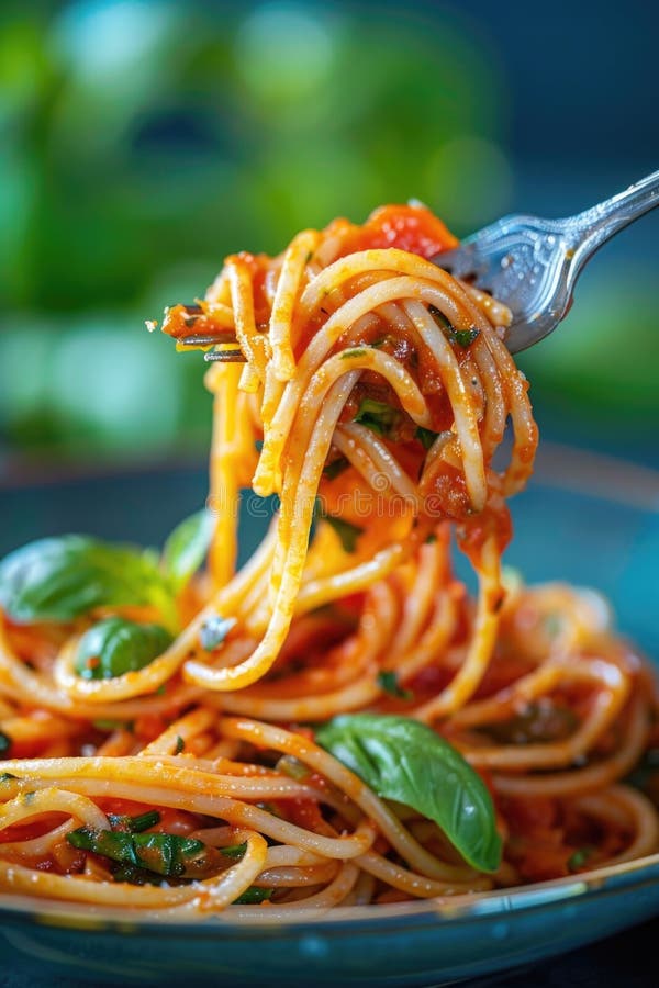 Delicious Plate of Spaghetti with Fork Stock Photo - Image of pasta ...