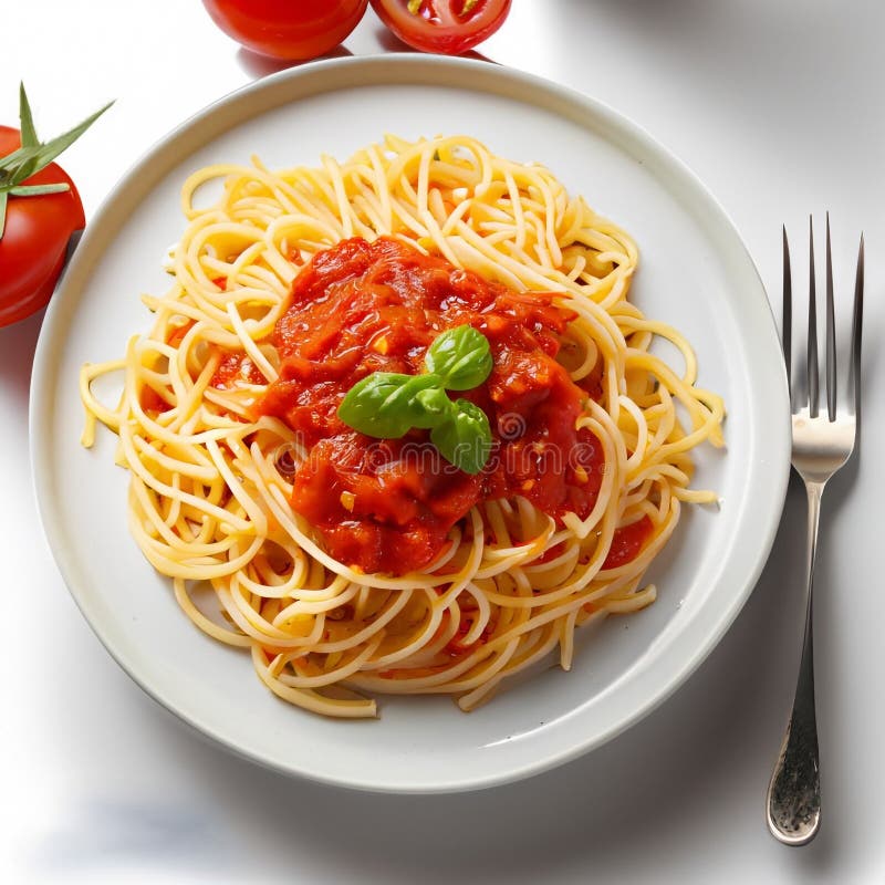 Delicious Plate of Spaghetti with Tomato Sauce on a White Background AI ...