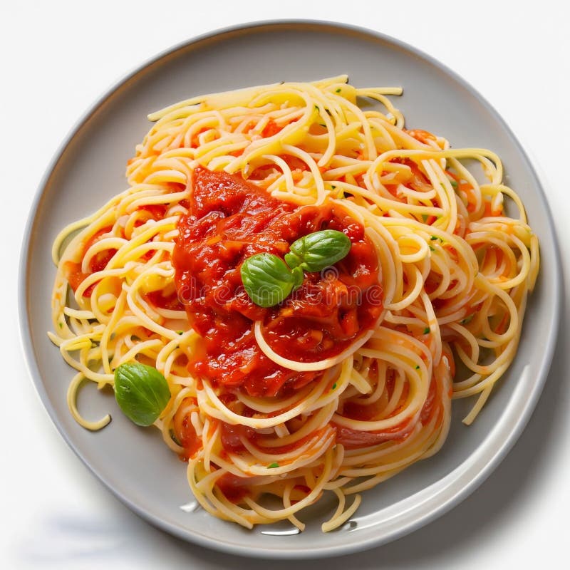 Delicious Plate of Spaghetti with Tomato Sauce on a White Background AI ...