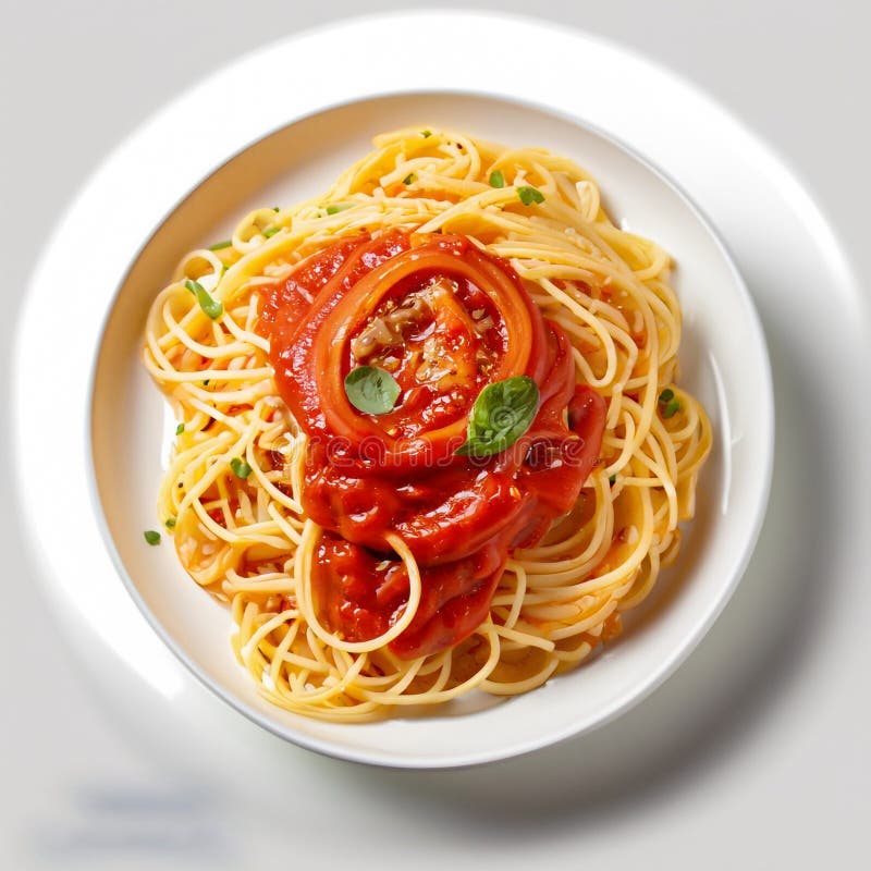 Delicious Plate of Spaghetti with Tomato Sauce on a White Background AI ...