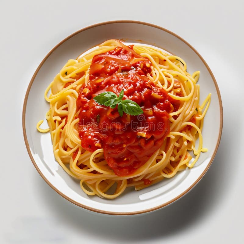 Delicious Plate of Spaghetti with Tomato Sauce on a White Background AI ...