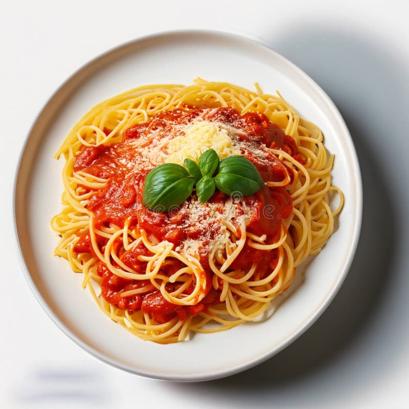 Delicious Plate of Spaghetti with Tomato Sauce on a White Background AI ...
