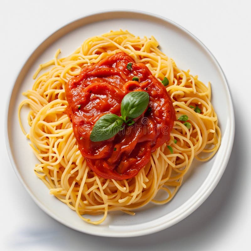 Delicious Plate of Spaghetti with Tomato Sauce on a White Background AI ...