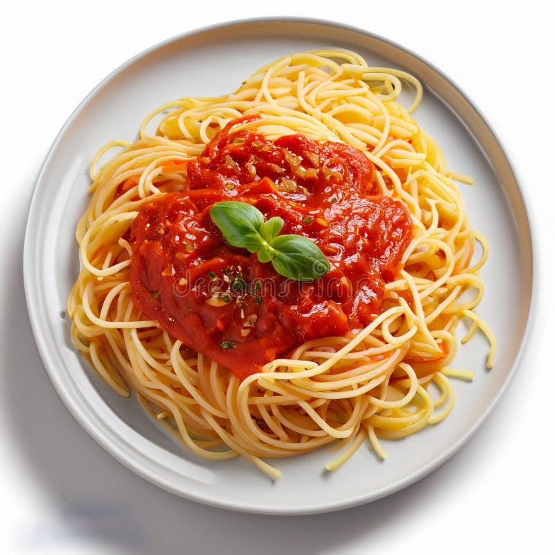 Delicious Plate of Spaghetti with Tomato Sauce on a White Background AI ...