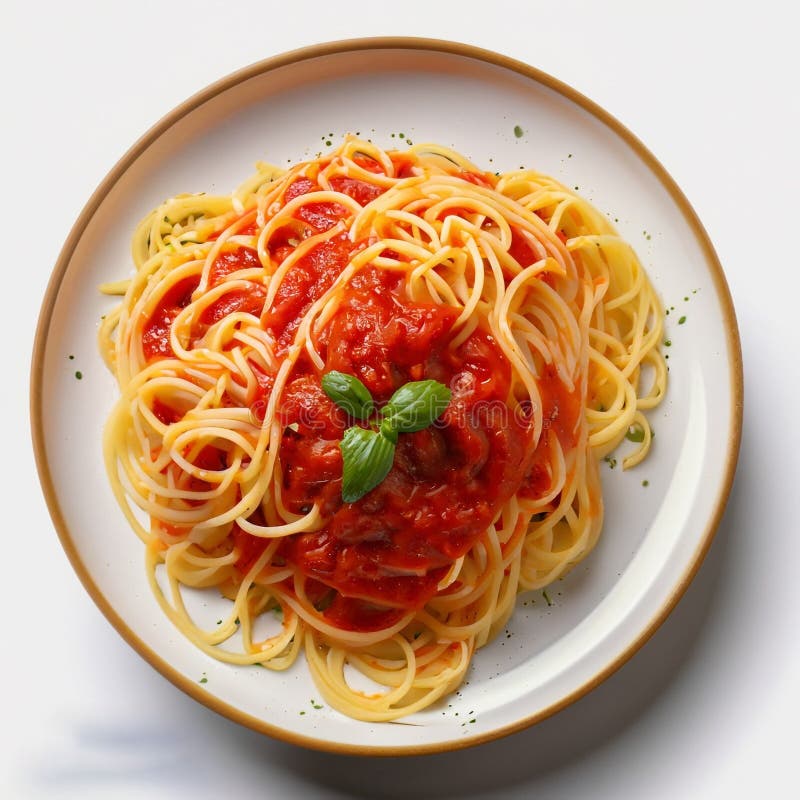 Delicious Plate of Spaghetti with Tomato Sauce on a White Background AI ...