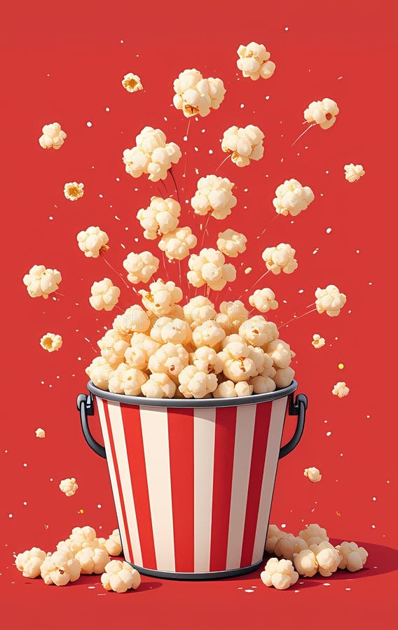 Delicious Popcorn Bursting from a Striped Bucket Stock Illustration ...