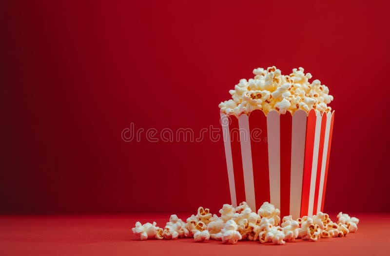 Delicious Popcorn Bursting from a Striped Red Container Against a ...