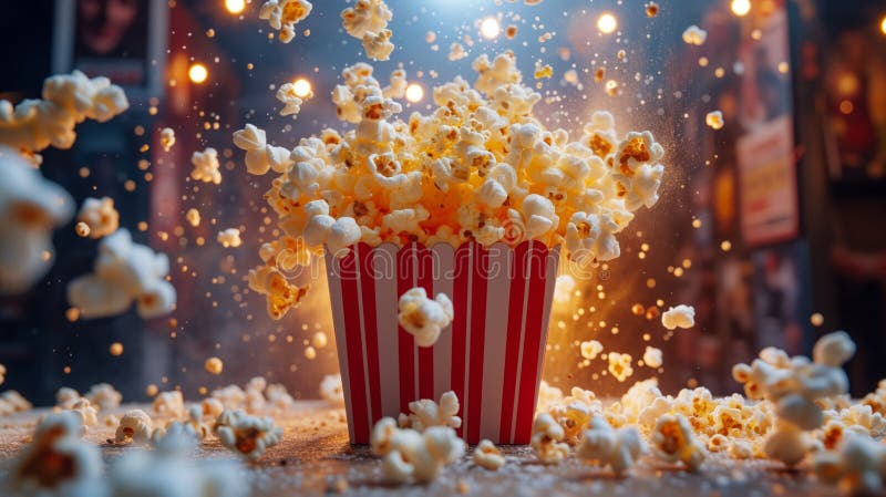 Delicious Popcorn Explosion from a Classic Red and White Striped Carton ...