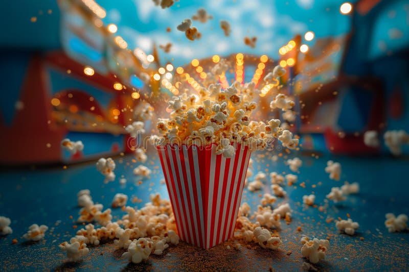 Delicious Popcorn Explosion from a Classic Red and White Striped Carton ...