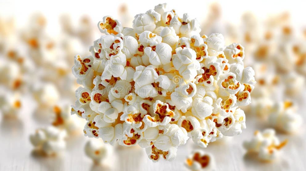 Delicious Popcorn Flakes in Flight - Captivating Cutout Image Stock ...