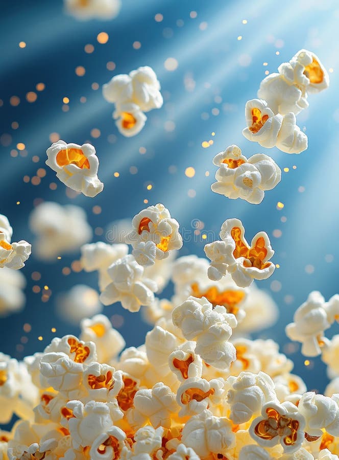 Delicious Popcorn in Mid-air, Bursts of Flavor Stock Illustration ...