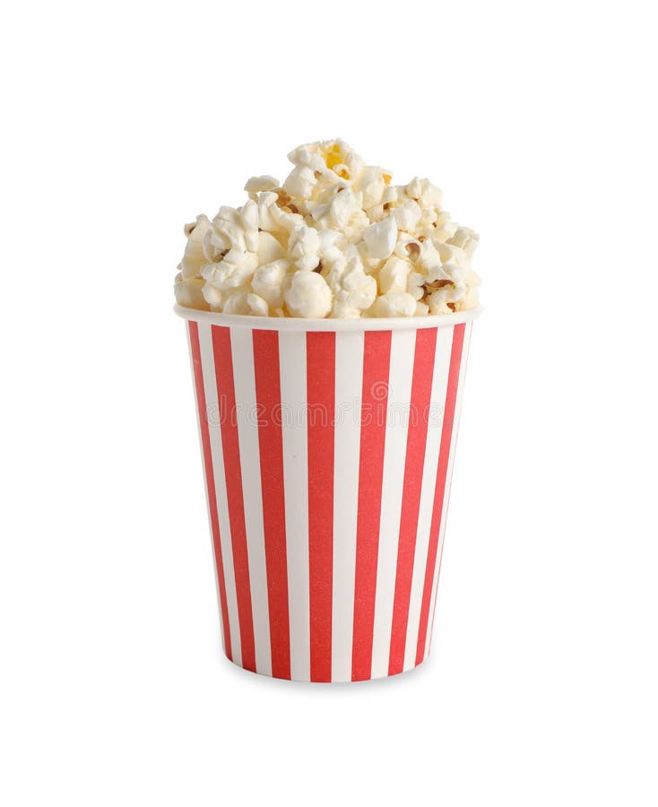 Delicious Popcorn in Paper Cup Isolated Stock Photo - Image of movie ...