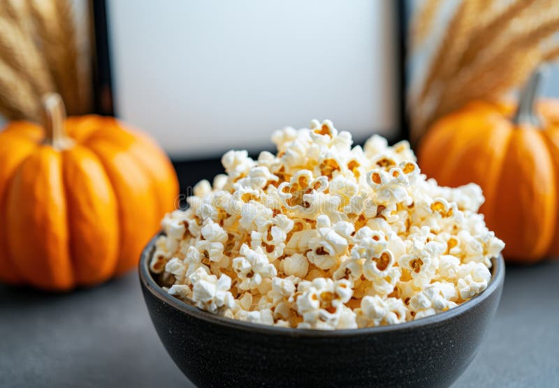 Delicious Popcorn and Pumpkins for Fall Stock Illustration ...