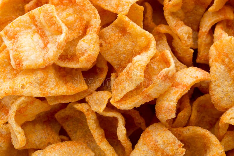 Delicious Potato Chips Closeup Becon Meat. Stock Photo - Image of heap ...