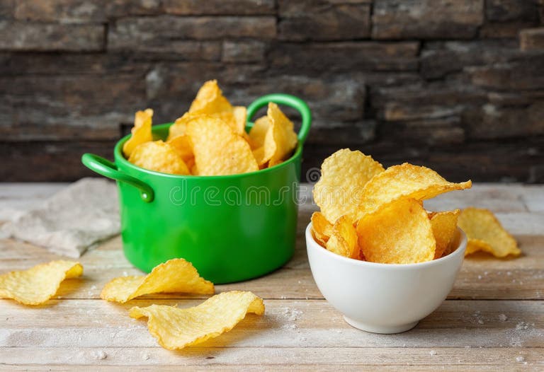 Delicious Potato Chips Cut Out. Stock Illustration - Illustration of ...