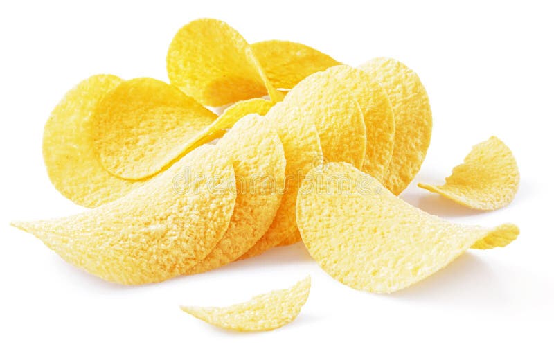 Delicious Potato Chips Isolated on White Background Stock Photo - Image ...