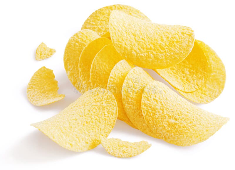 Delicious Potato Chips Isolated on White Background Stock Photo - Image ...