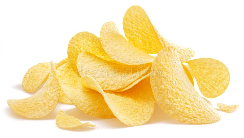 Delicious Potato Chips Isolated on White Background Stock Photo - Image ...