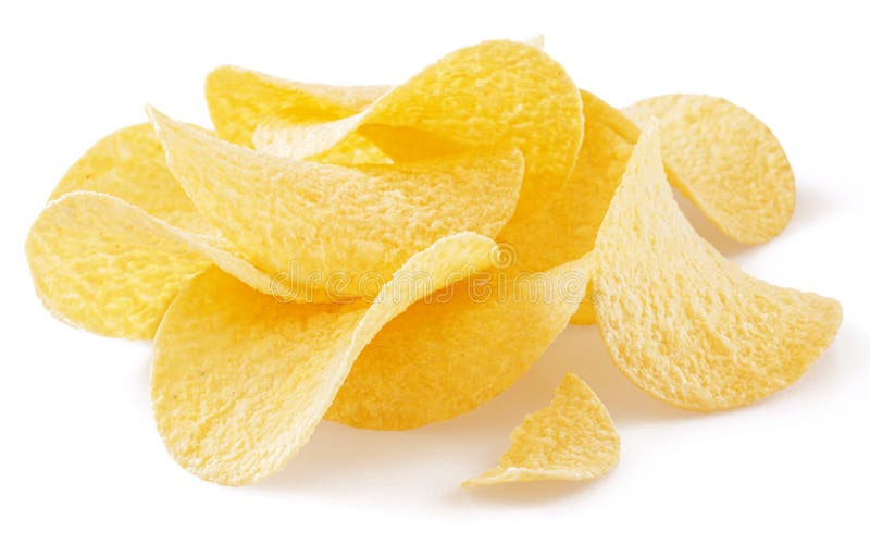 Delicious Potato Chips Isolated on White Background Stock Photo - Image ...