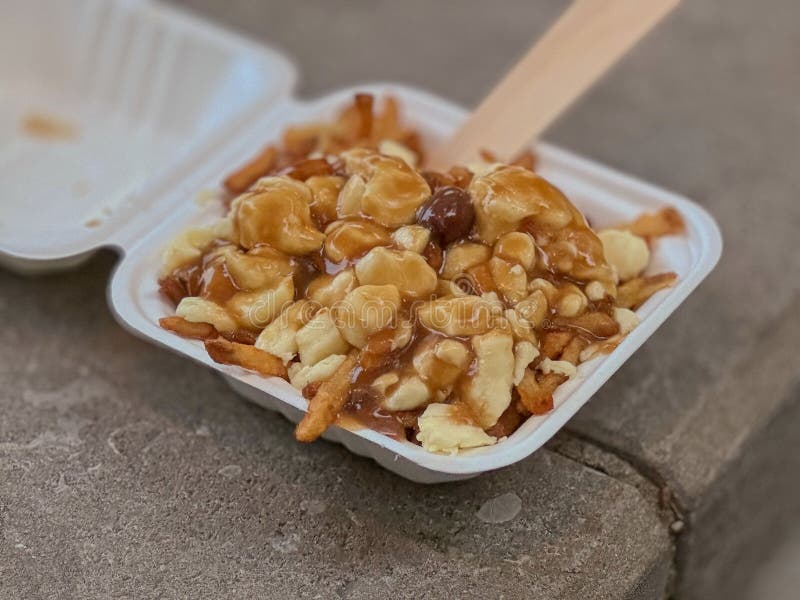 Delicious Poutine with Cheese Curds and Gravy Stock Image - Image of ...